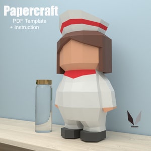 Nurse Kid 3D Papercraft | DIY Paper Sculpture | Paper Model Pattern | Do It Yourself | Low Poly ...
