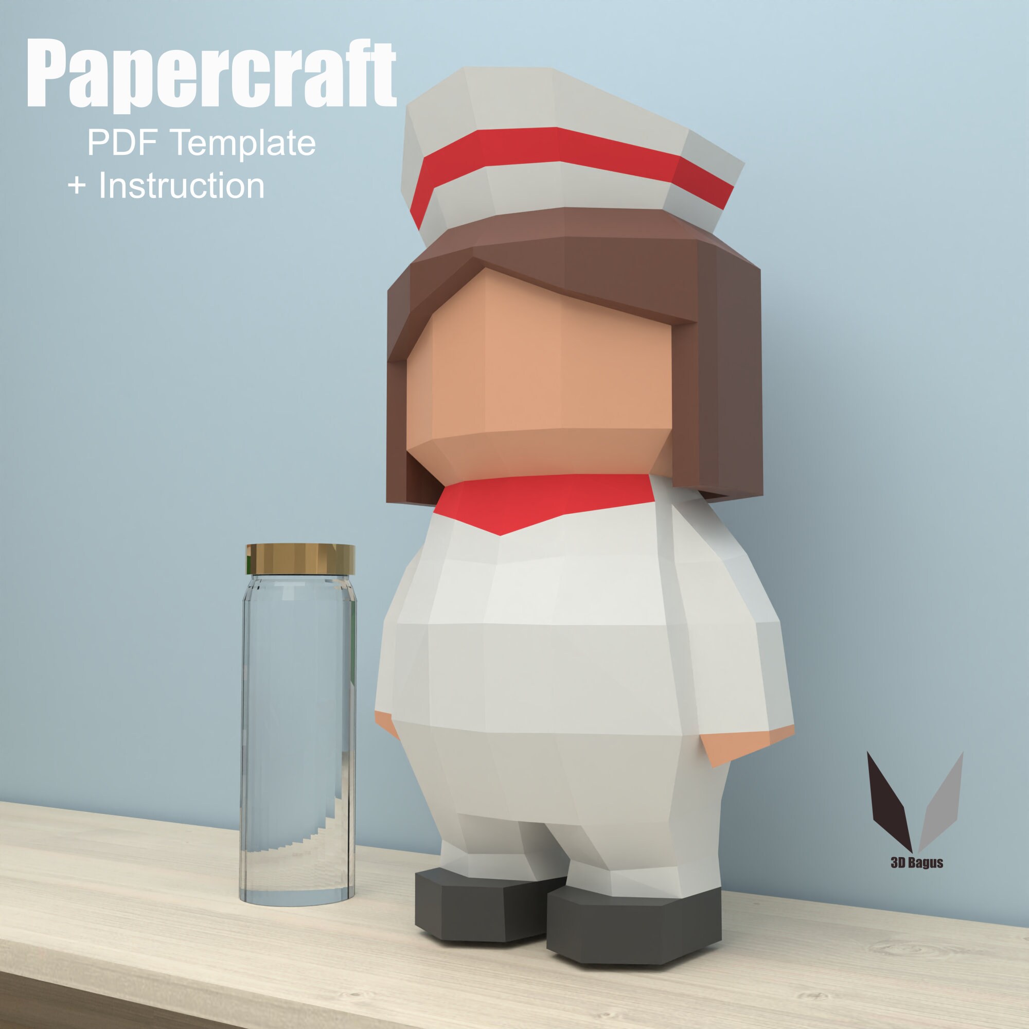 Nurse Papercraft Model: DIY Low Poly Sculpture (PDF Pattern) - Etsy