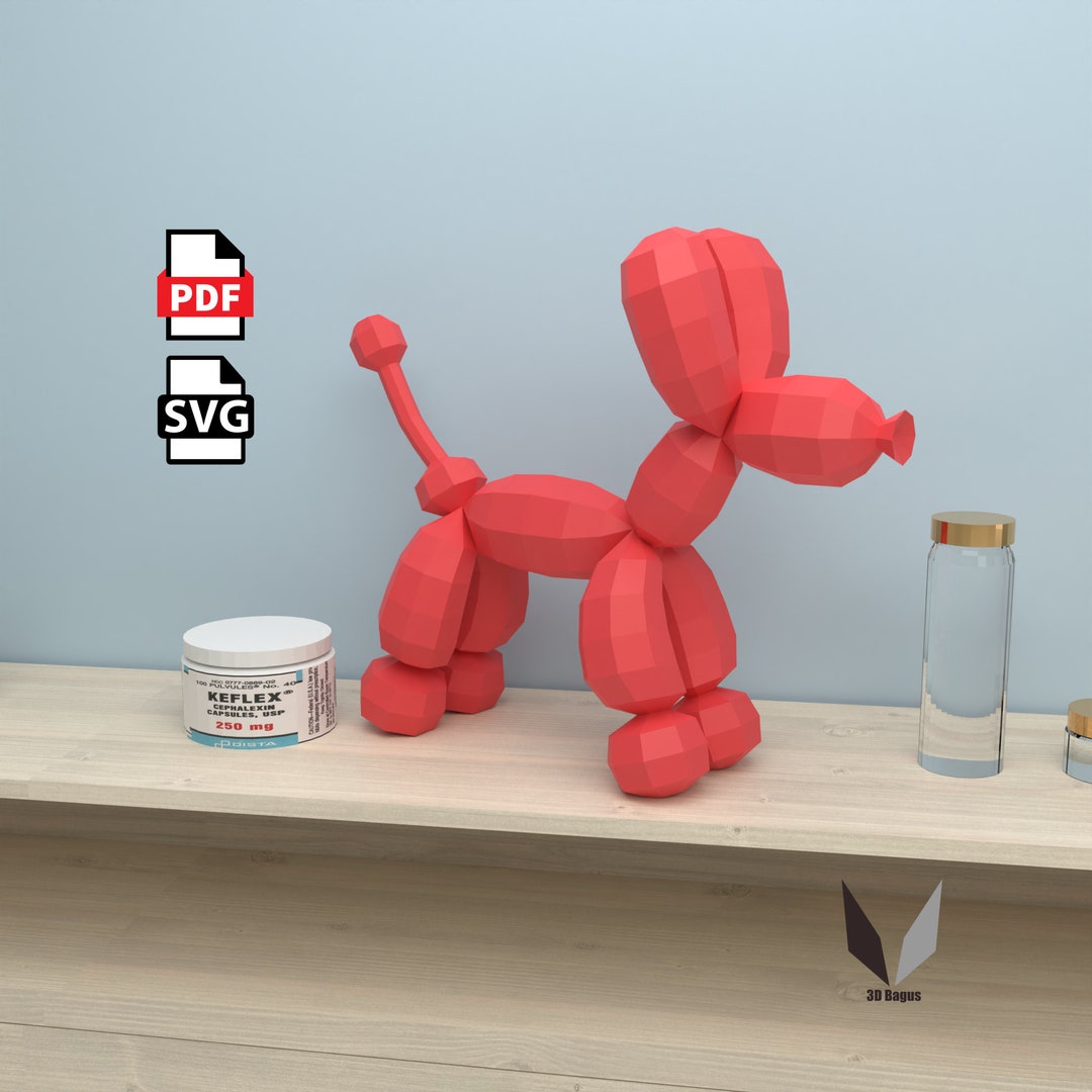 Ballon Dog 3D Papercraft DIY Paper Sculpture Paper Model Pattern Do It ...