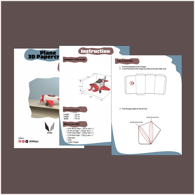 3D Papercraft Plane: DIY Low Poly Model (PDF Pattern) - Etsy