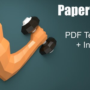 Arm With Barbell Paper Sculpture: DIY Low Poly Model (PDF Pattern) - Etsy