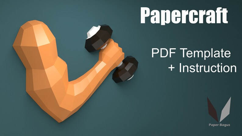 Arm With Barbell Paper Sculpture: DIY Low Poly Model (PDF Pattern) - Etsy