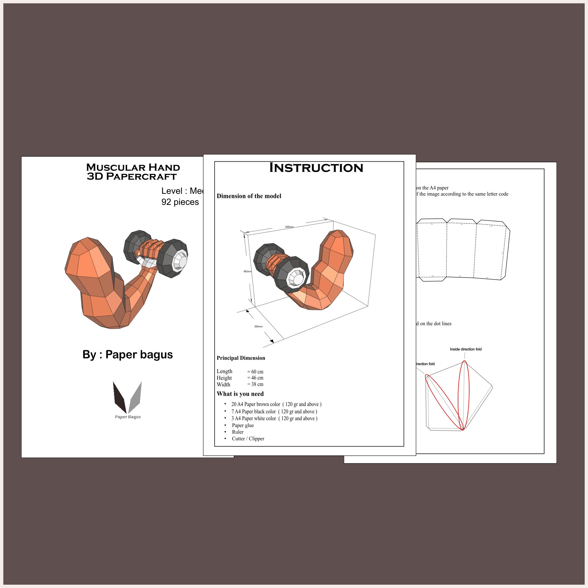 Muscular Hand 3D Papercraft DIY Paper Sculpture Paper - Etsy Canada