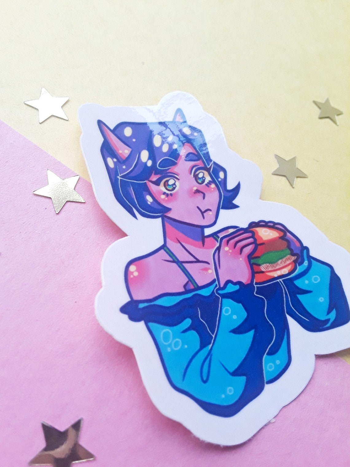 Pink Demon Girl Sticker Sketchbook Laptop Waterproof Character Anime ...