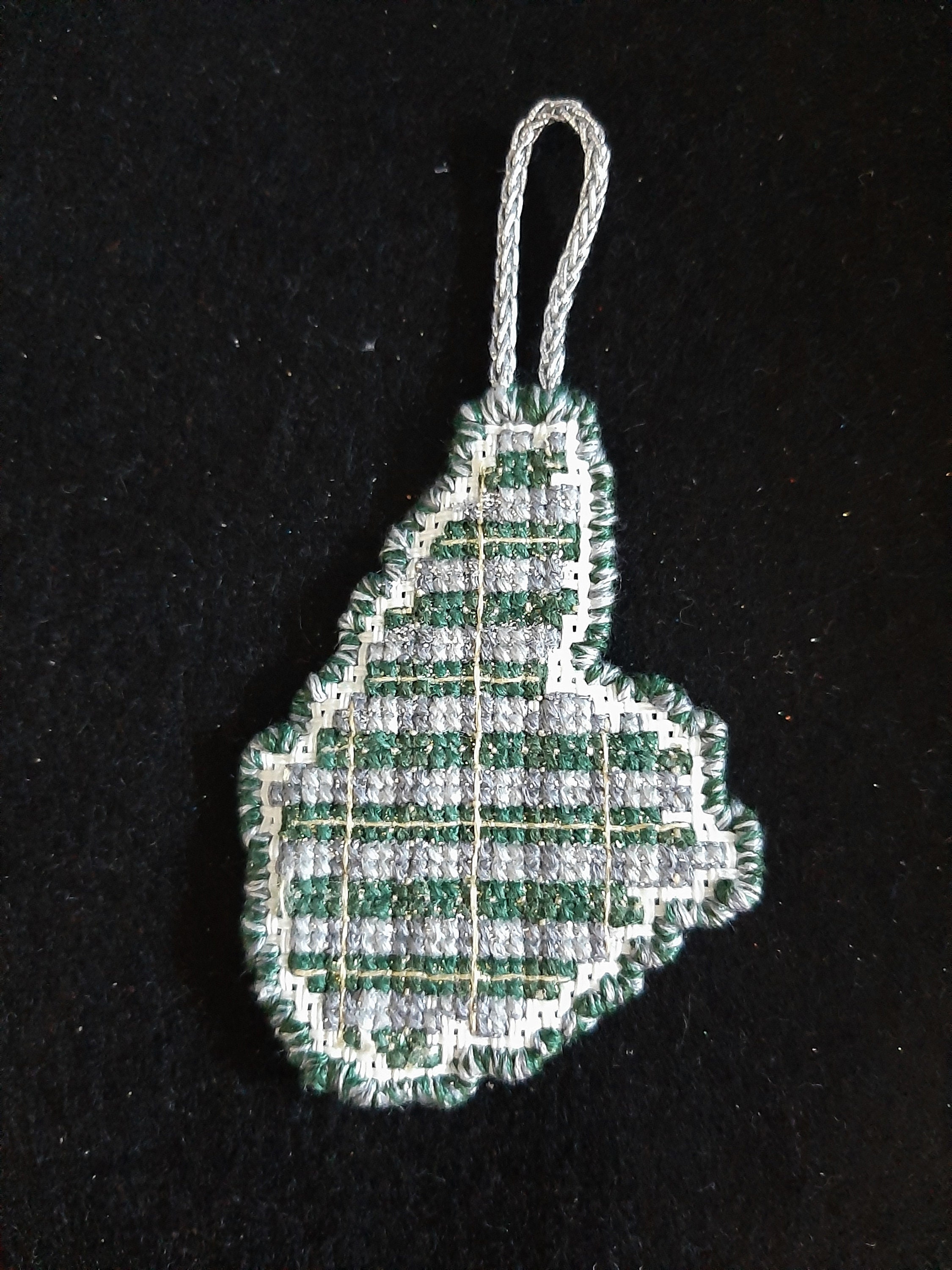 Handmade Cross-stitched Cape Breton Outline W/ Plaid Design Ornament ...