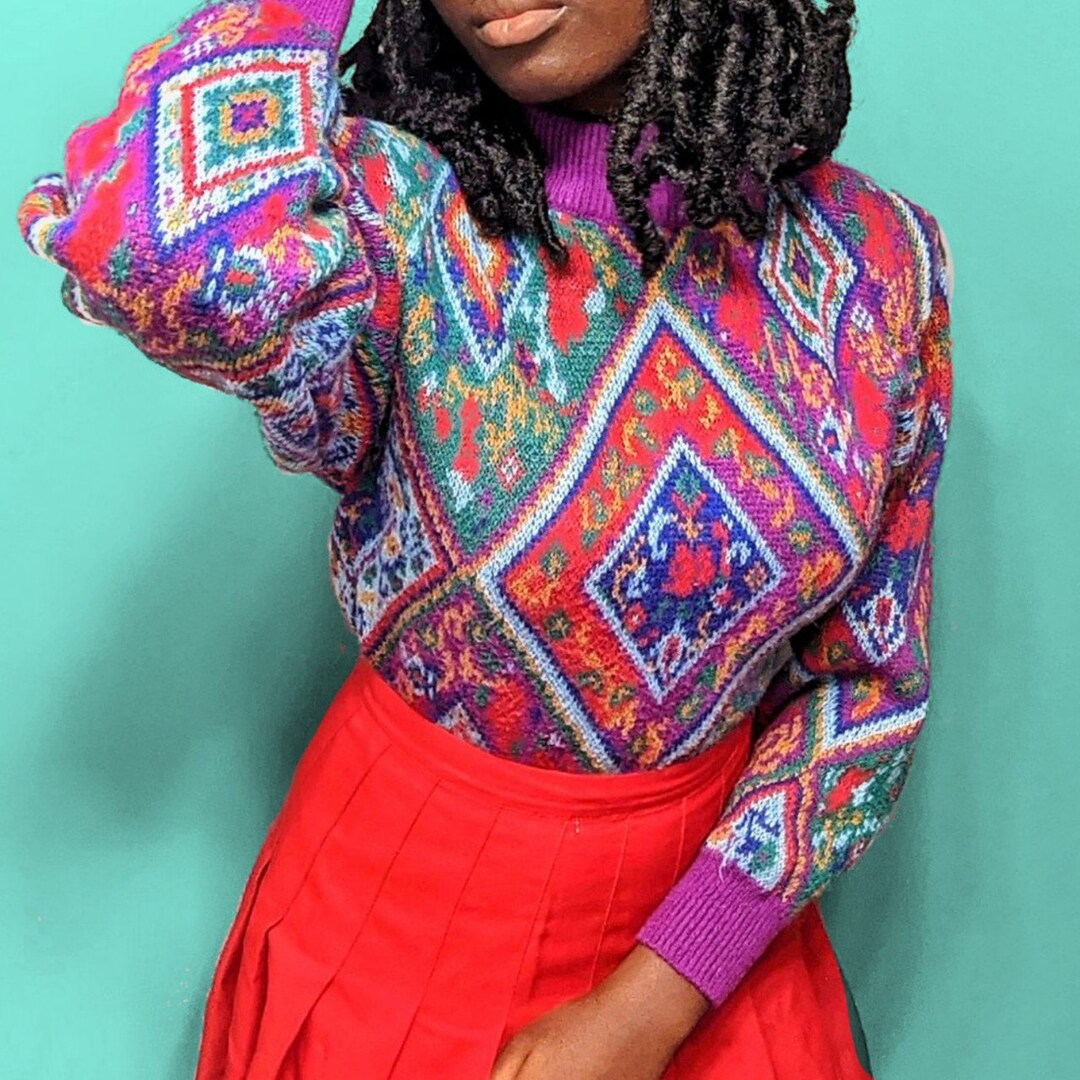 Psychedelic Rainbow Vintage Sweater - Etsy