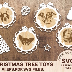 Christmas Dogs Tree Toys SVG - Laser Cut File for Glowforge - Etsy