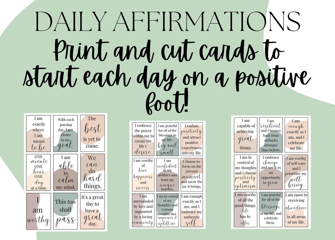Printable Daily Affirmation Cards ~ Positive Words of Affirmation Cards ...