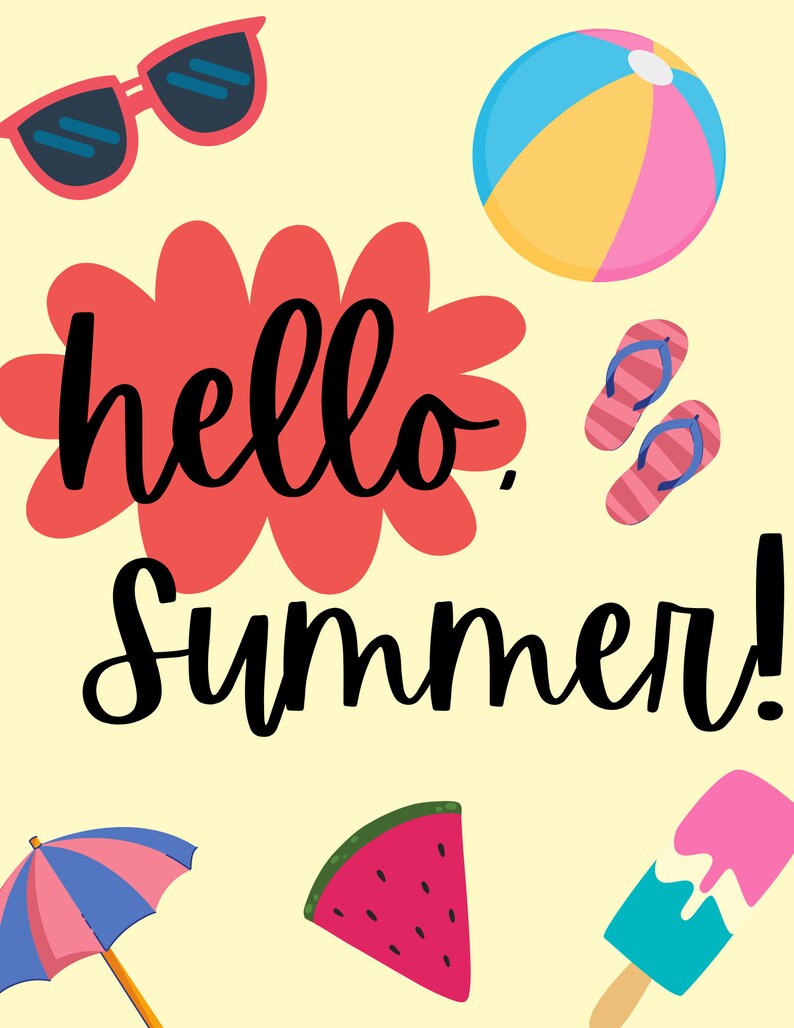 Printable Summer Wall Art ~ Hello Summer Sign ~ Hello Summer Decor ...
