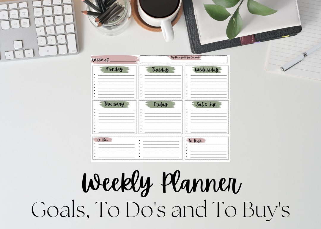 Printable Weekly Planner ~ Weekly Goal Setting ~ Weekly To-do Lists ...