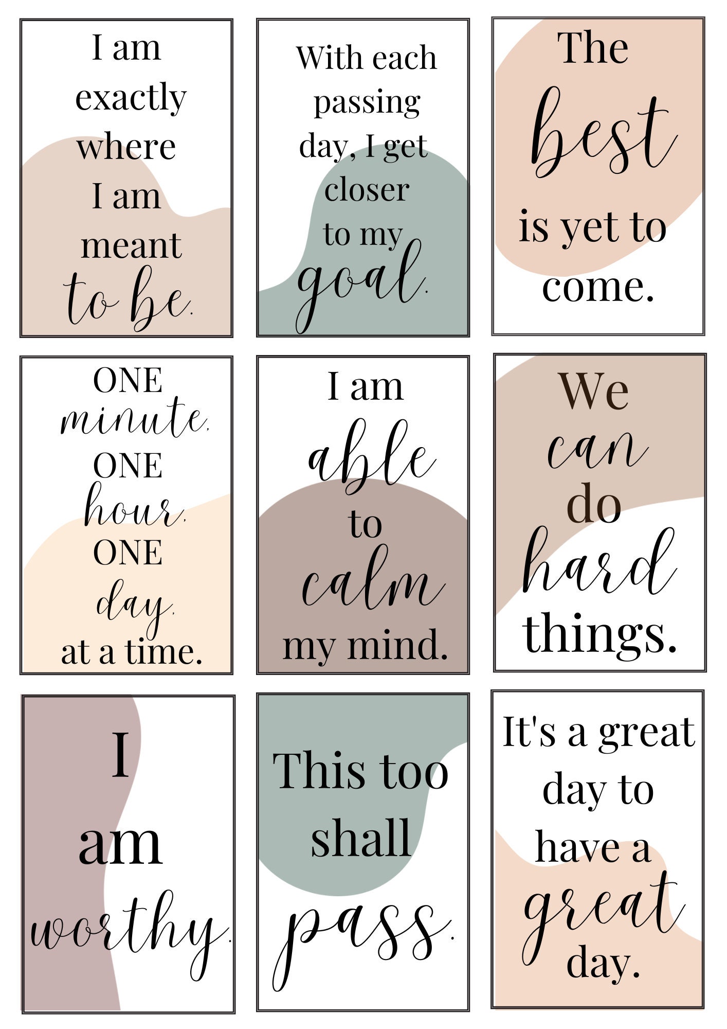 Printable Daily Affirmation Cards ~ Positive Words of Affirmation Cards ...