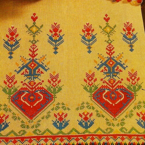 Greek Folk Hearts Cross Stitch Pattern Antique Cretan PDF - Etsy