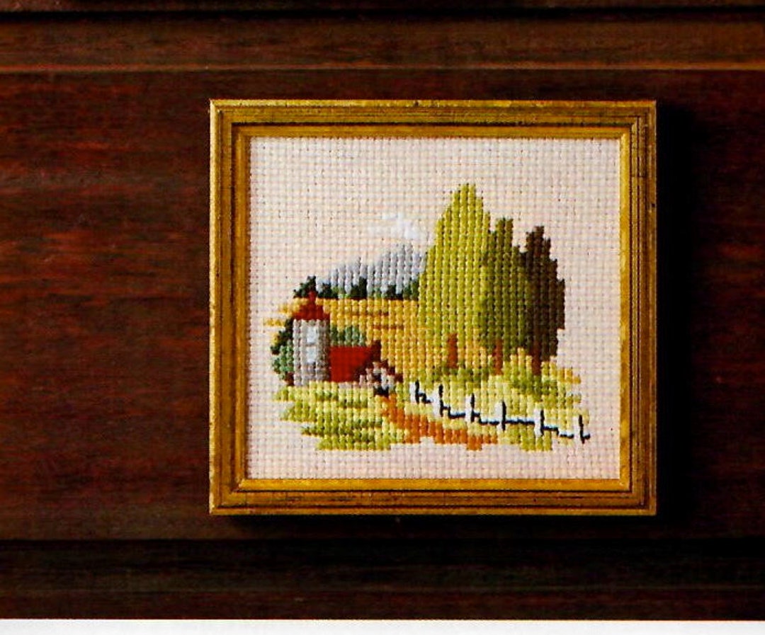 Small Farm House Landscape Cross Stitch Pattern | Village House at the ...