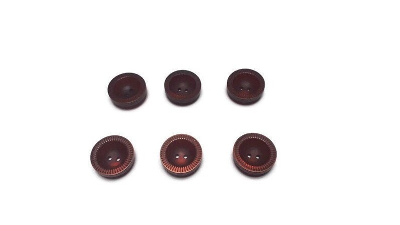 Vintage Dark Red Round Buttons | Set of 6 Deep 2-hole Buttons | Set of ...
