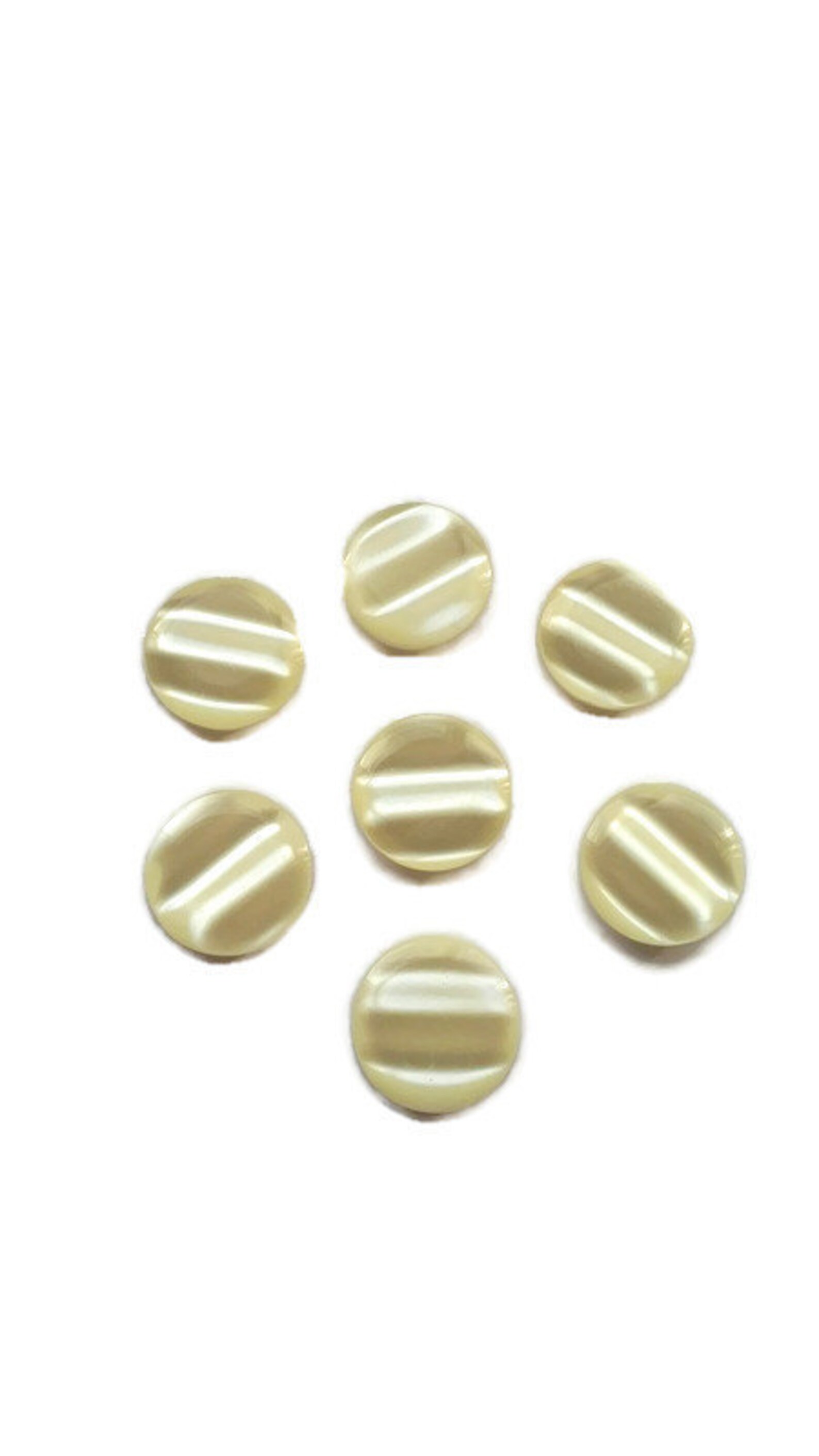 Vintage White Round Buttons Set of 6 Flat Shank Illusion | Etsy