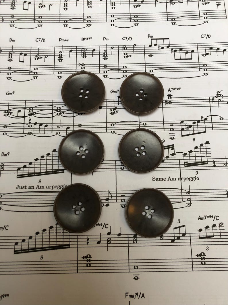 Vintage Large Grey Round Buttons Set of Six 2-holes Buttons Big Retro ...