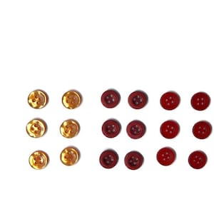 Small Round Buttons With 4 Holes | Red, Dark Red Burgundy, Orange ...