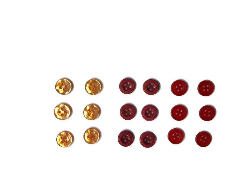 Small Round Buttons With 4 Holes | Red, Dark Red Burgundy, Orange ...