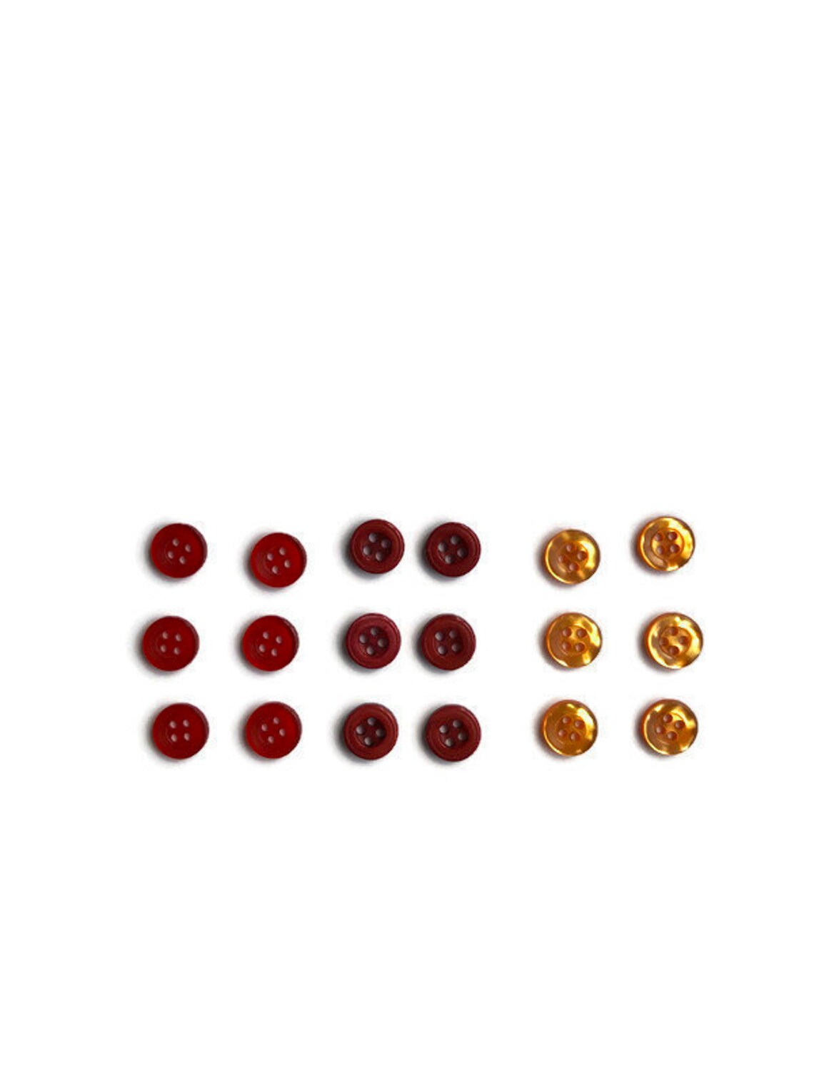 Small Round Buttons With 4 Holes Red, Dark Red or Orange Cute Set of 6 ...