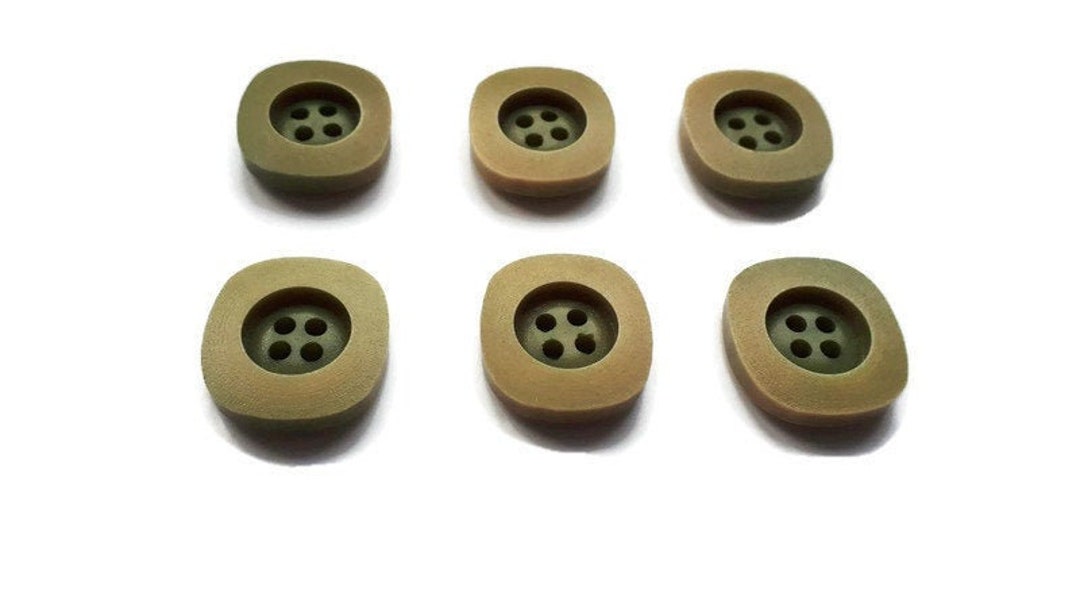 Vintage Olive Green Round Buttons Set of 6 Four Holes - Etsy