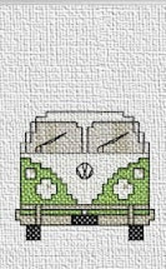 Retro Volkswagen Camper Van Cross Stitch Pattern Vintage Embroidery ...