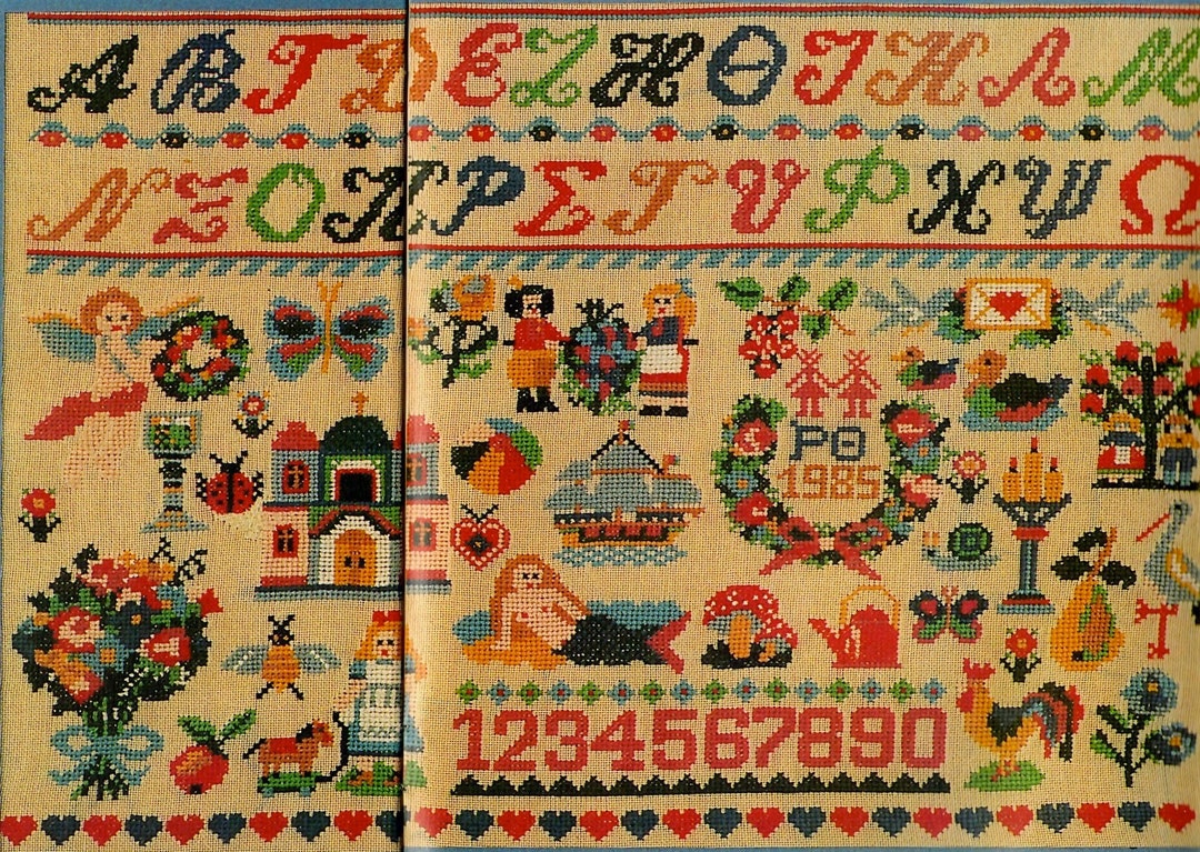 Greek Folk Art Sampler Cross Stitch Pattern | Capital Letter Fonts ...