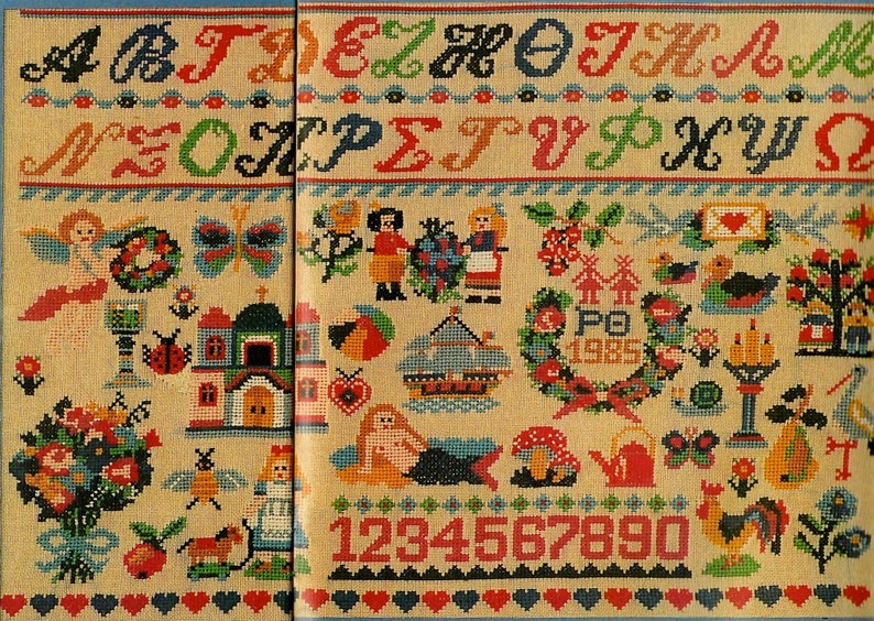 Greek Folk Art Sampler Cross Stitch Pattern | Capital Letter Fonts ...