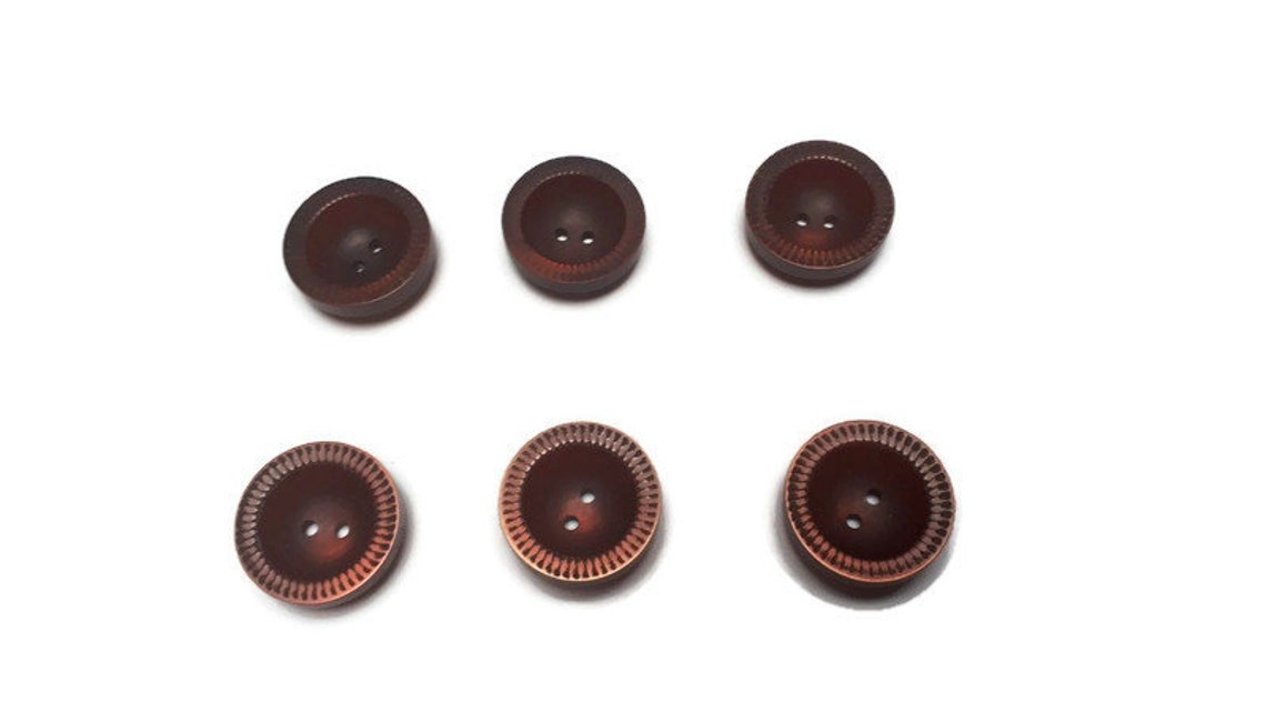 Vintage Dark Red Round Buttons | Set of 6 Deep 2-hole Buttons | Set of ...