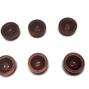 Vintage Dark Red Round Buttons | Set of 6 Deep 2-hole Buttons | Set of ...
