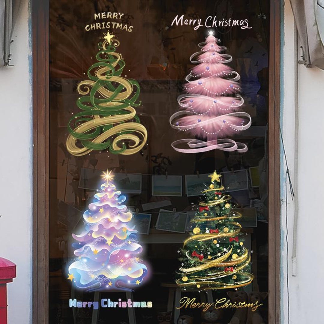 Christmas Tree Window Stickers —4 Unique Designs of One Sheet（finished ...