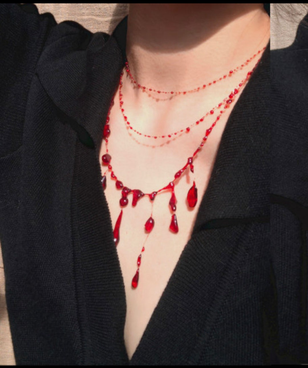 Handmade Gothic Red Blood / Lavender Purple Water Drops Resin Necklace ...