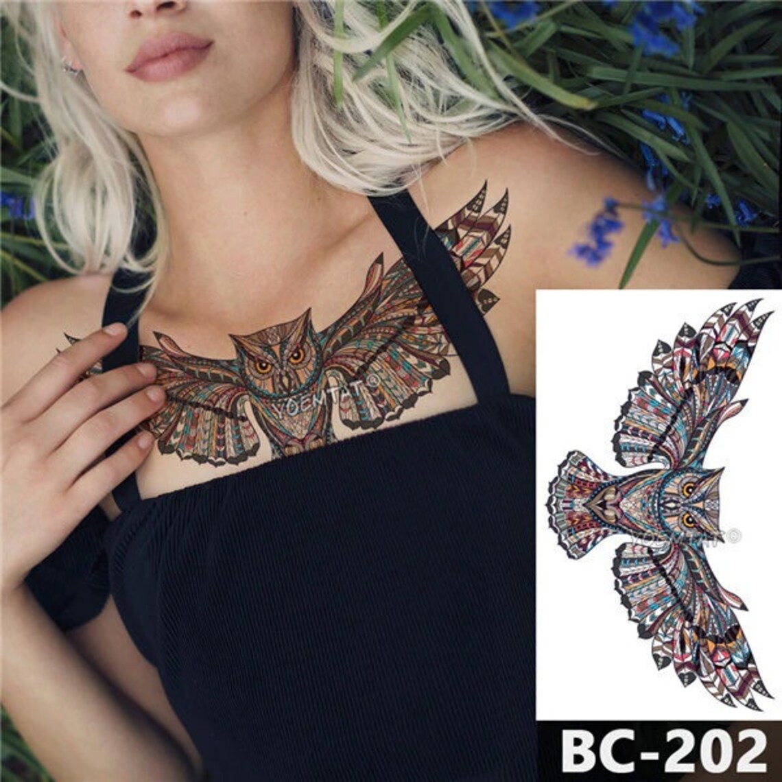Geometry Eagle Chest / Back Temporary Tattoo Sticker - Etsy