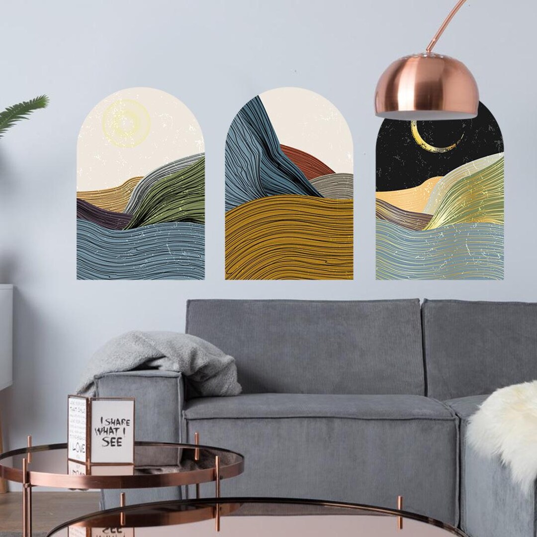 Arch Nordic Morandi Color Wall Stickers (one Set Contains 3 Sheets of ...