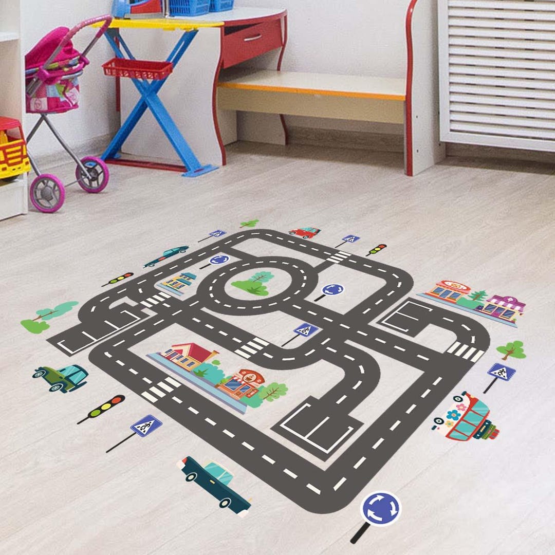 Kids' Road Track Wall/floor Stickers | City Traffic Theme Play Stickers ...