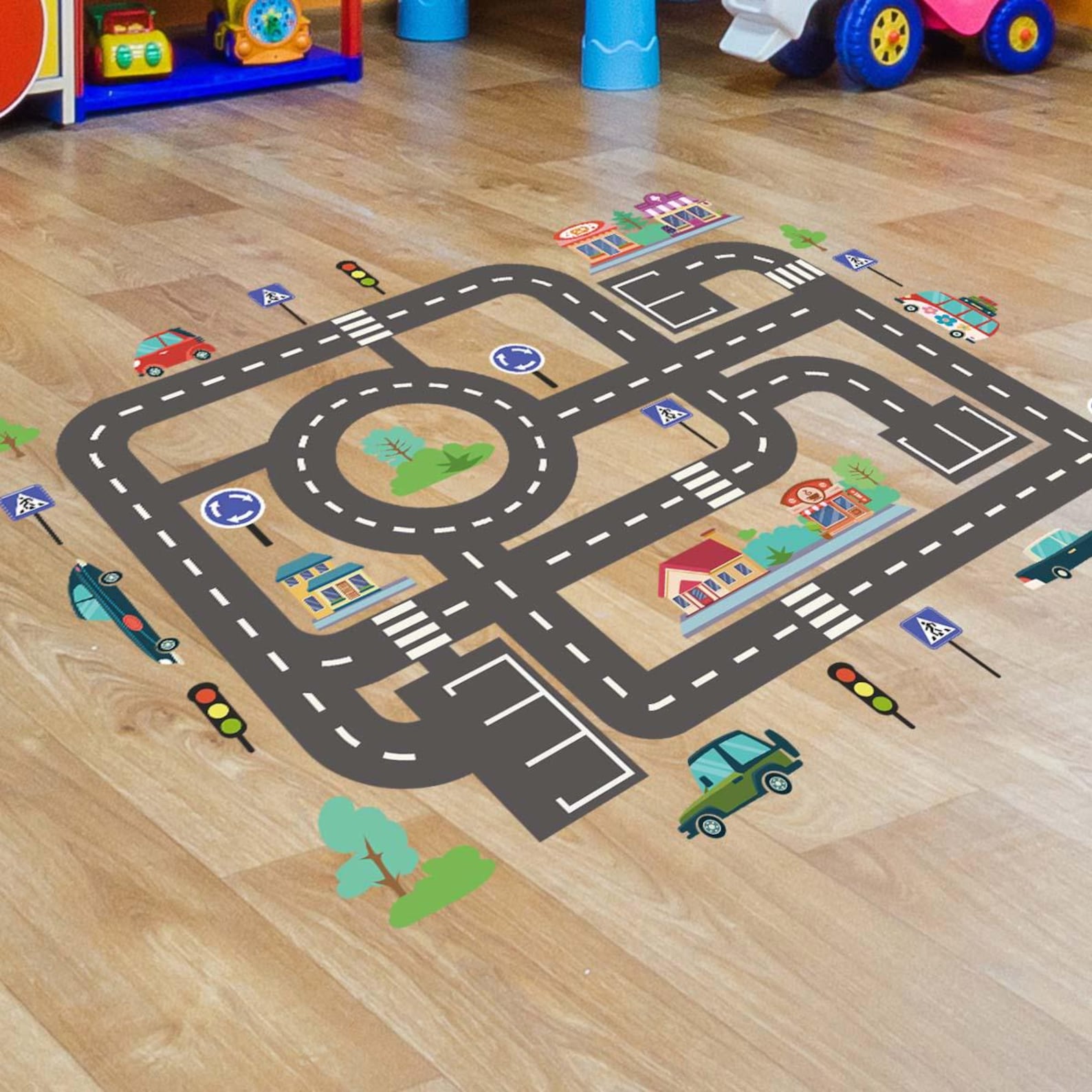 Kids' Road Track Wall/floor Stickers | City Traffic Theme Play Stickers ...