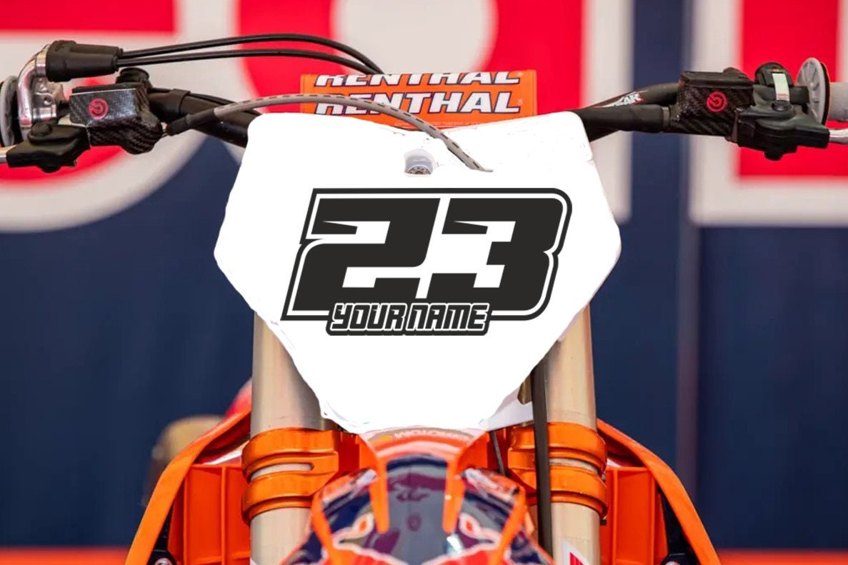 3x Custom Race Numbers Name Stickers Decals Vinyl Racing Motorbike MX ...