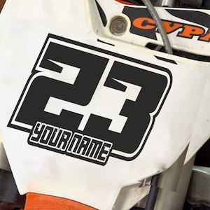 3x Custom Race Numbers Name Stickers Decals Vinyl Racing Motorbike MX ...