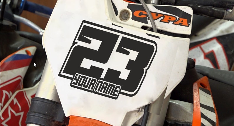 3x Custom Race Numbers Name Stickers Decals Vinyl Racing Motorbike MX ...