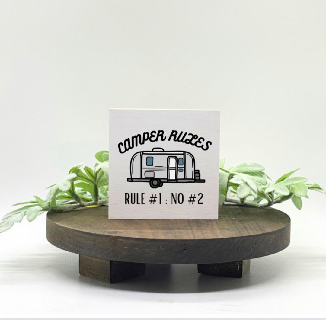 Camper Rules 1 No 2 Camping Sign Shelf Sitter Small Wood - Etsy