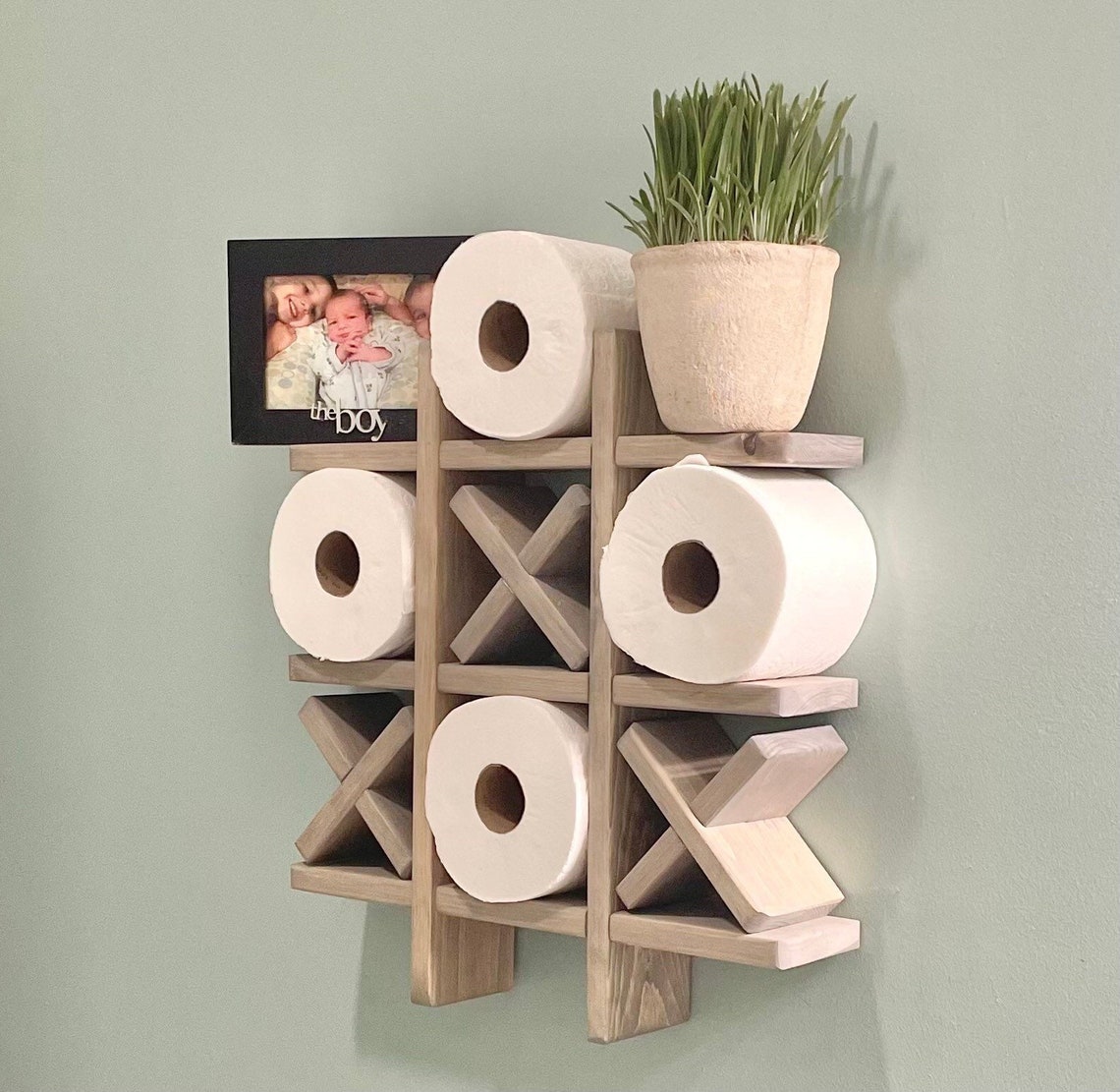 Toilet Paper Holder Tic Tac Toe Shelf Floating Wall - Etsy