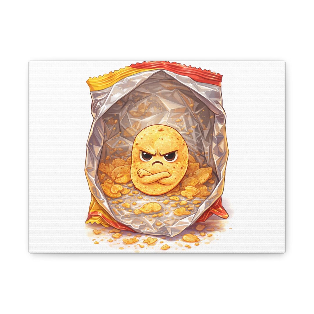 Angry Potato Chip Character Matte Canvas - Etsy