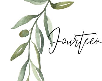 Olive Branch Wedding Table Number Template #1-8, Mediterranean Branch ...