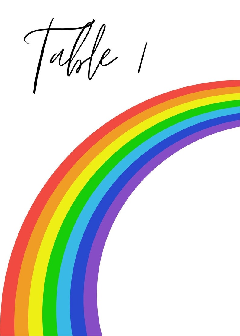 Rainbow Table Numbers, LBGTQ+ Table Numbers, Rainbow Themed Table ...