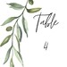 Olive Branch Wedding Table Number Template, Mediterranean Branch Event ...
