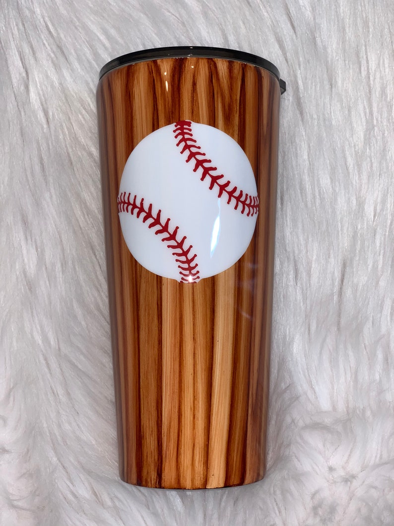 Wood Grain Baseball Tumbler Personalized Baseball Cup | Etsy