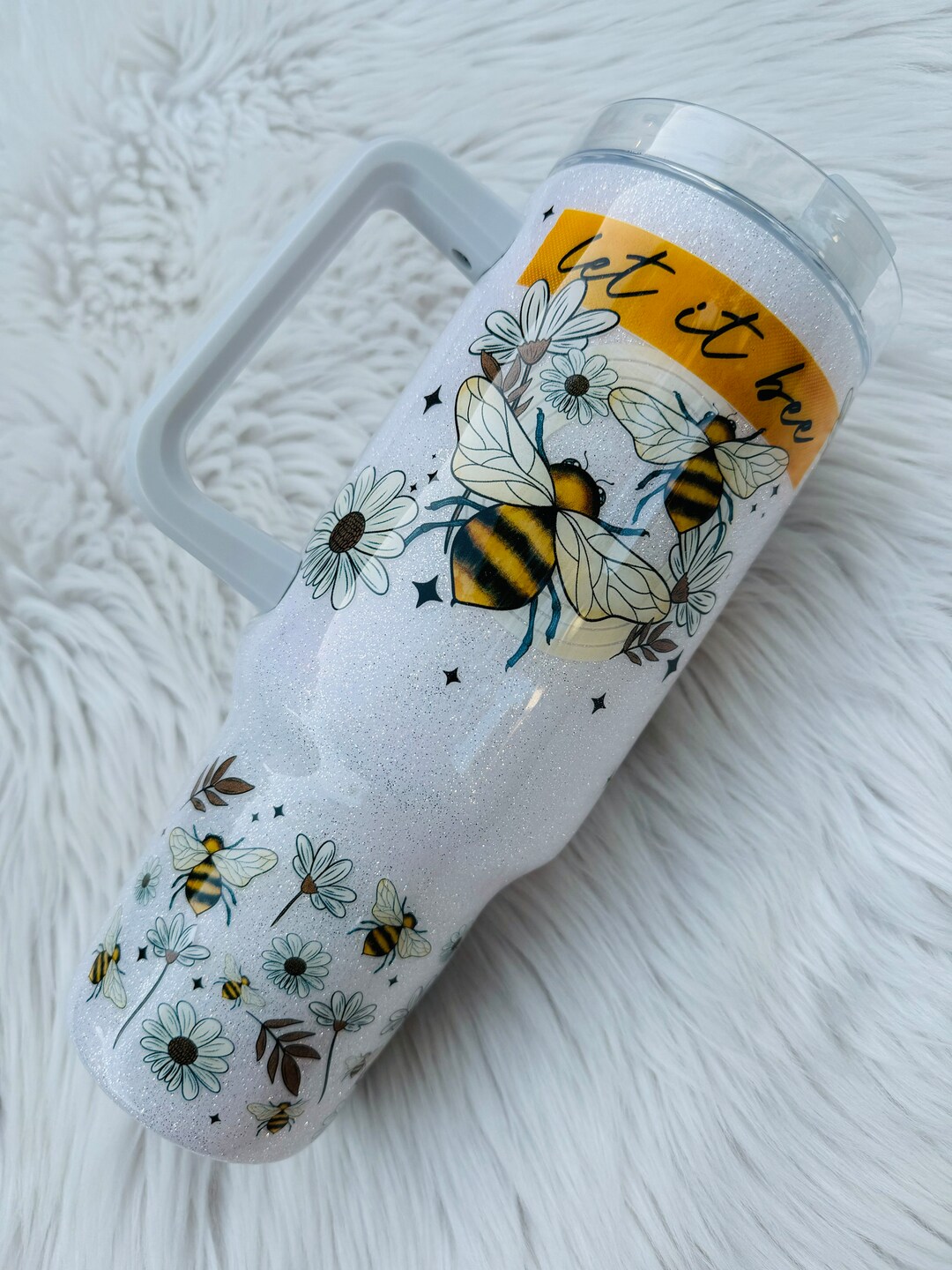 RTS Ready to Ship Glitter Tumbler Let It Bee Handle Cup 40oz Honey Bees Epoxy Stainless Steel - Etsy