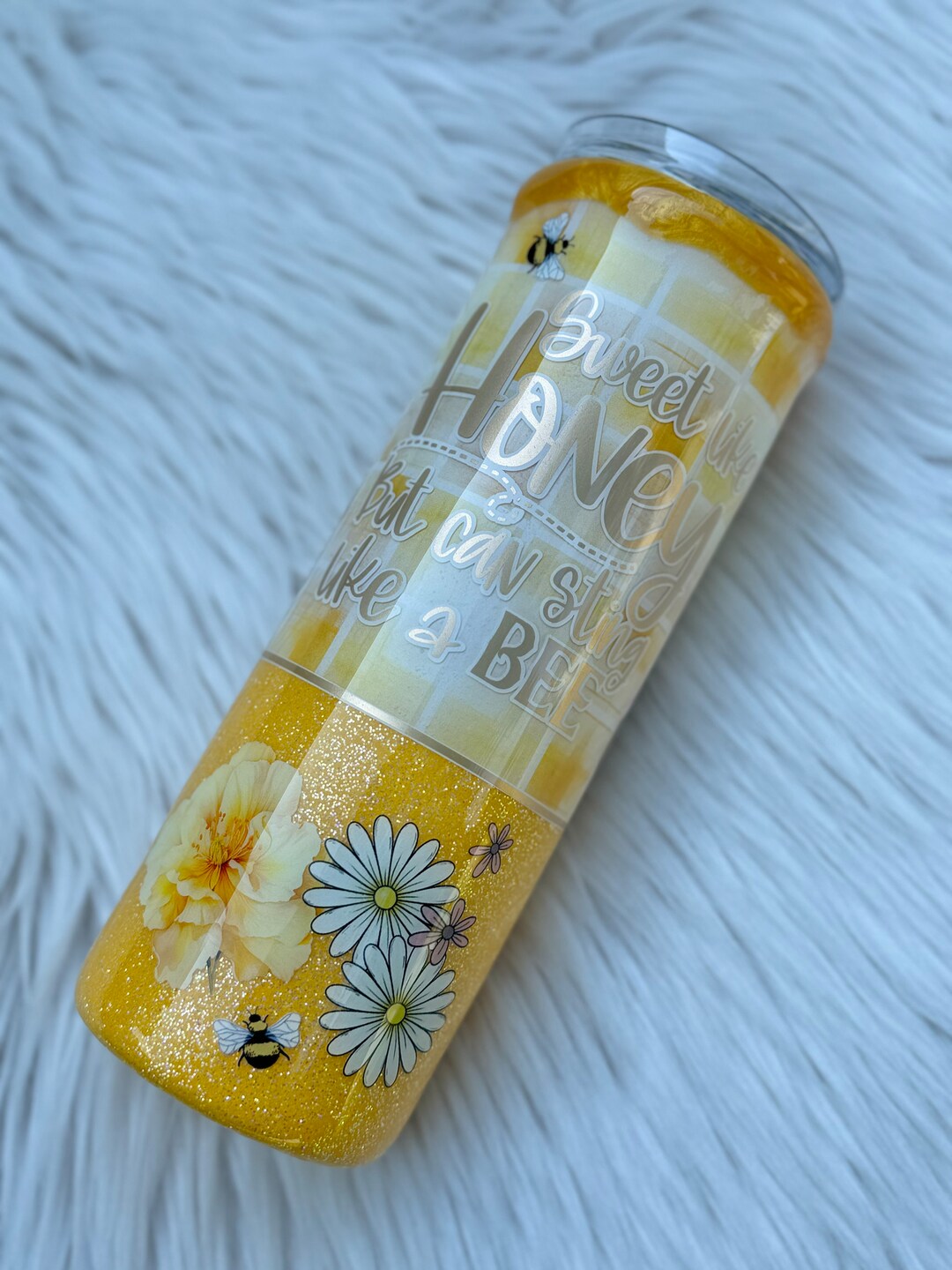 RTS ~ Ready to Ship ~ Glitter Tumbler ~ Sweet Like Honey ~ Stings Like a Bee ~ Bees ~ Epoxy ...