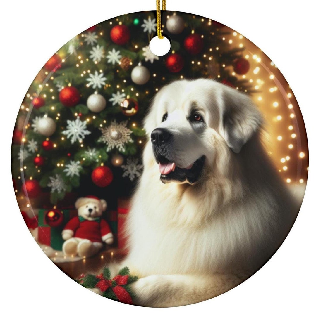 Great Pyrenees Ceramic Ornament, Dog Christmas Tree Decoration, Holiday ...
