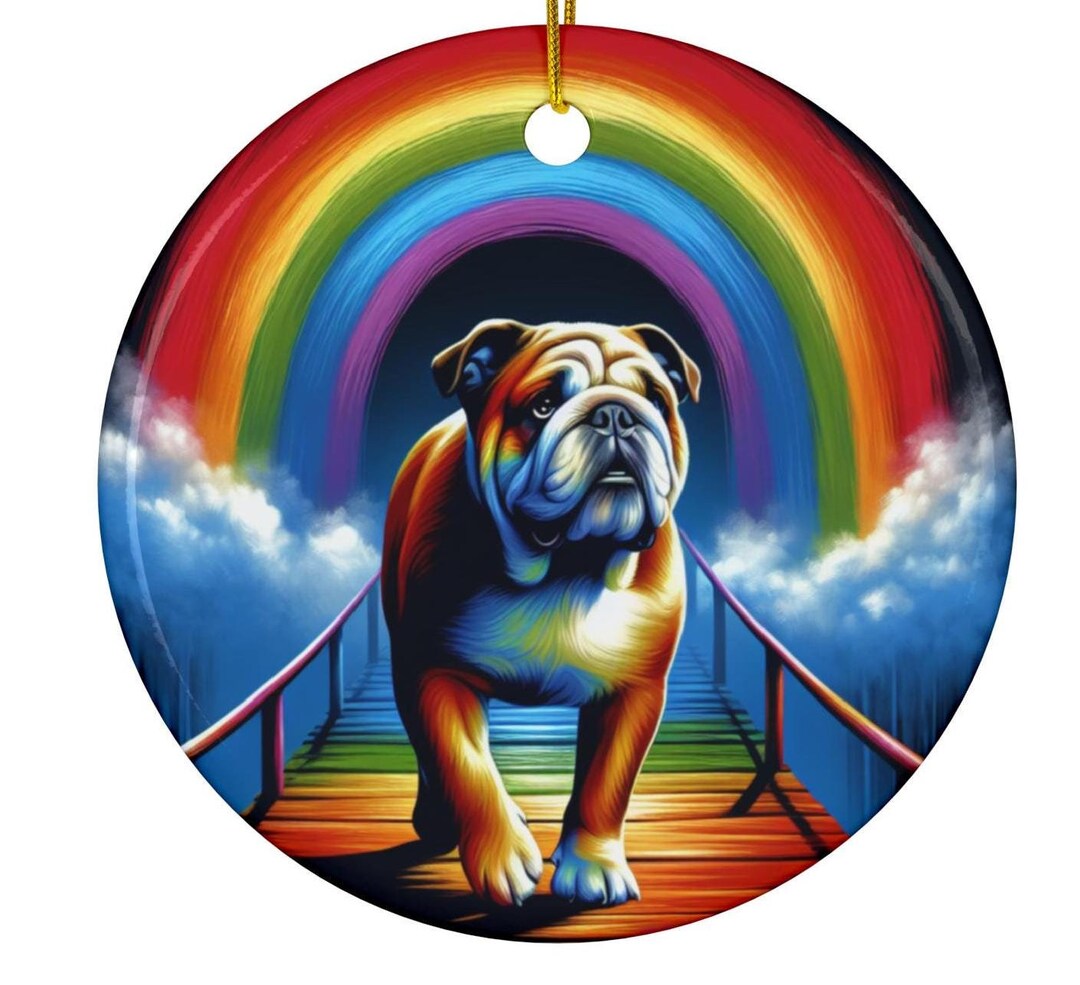 Personalized English Bulldog Rainbow Bridge Ornament, Custom Memorial ...