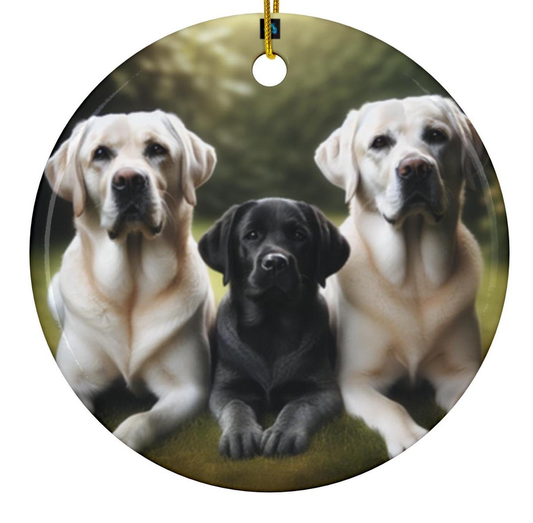 Personalized Labrador Retriever Trio Ornament, Custom Yellow Black ...